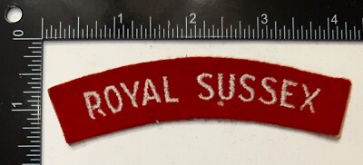 WWII British Army Royal Sussex Regiment Shoulder Title Badge Flash ...