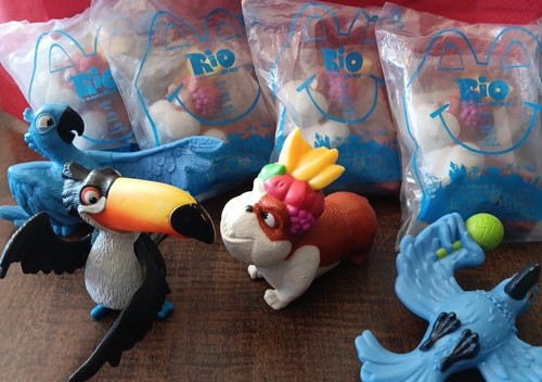 2011 Rio McDonalds Toys 4 Luiz NIP 3 Figures Out Of Package 1 Burger ...