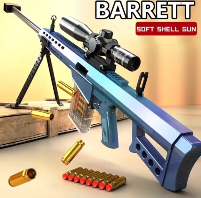 Toy Sniper Rifle Barrett Soft Foam Bullet Automatic Machine Gun Scope ...