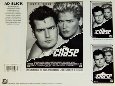 CHASE (VIDEO DEALER AD MATS 1990S) CHARLIE SHEEN, KRISTY SWANSON RARE ...