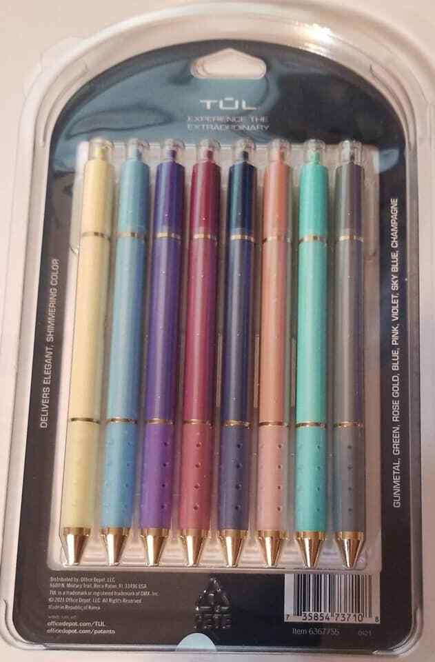 TUL GL Series Metallic Ink Retractable Gel Pens 0.8 Med 8 Count (LOC ...