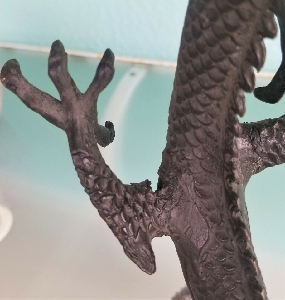 16 1/2" Standing Dragon Statue Figure Bronze Mixed Metal Fantasy | eBay