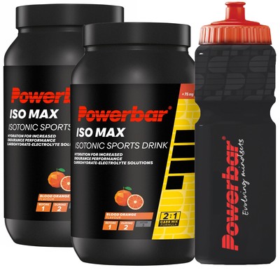Powerbar IsoMax Sports Drink 2x1,2kg Dose Blutorange + BONUS ...