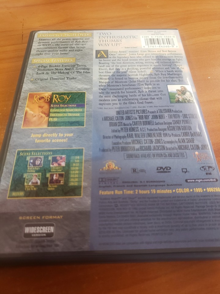 Rob Roy (DVD, 1995 Widescreen) Liam Neeson 27616626097| eBay