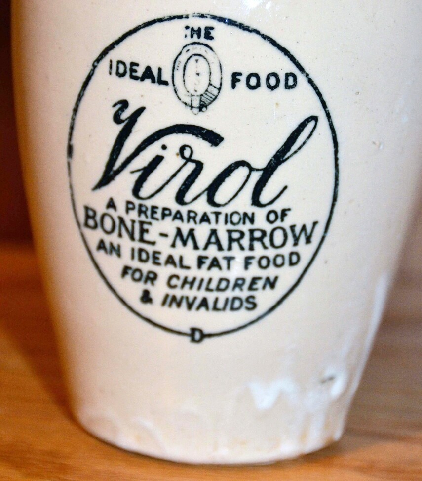 Virol victorian antique stoneware pottery jar (bone marrow prepared ...