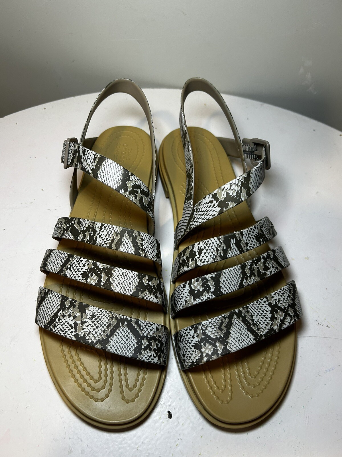 Crocs TULUM SANDAL Buckle Strappy Sandals Snake Prin… - Gem