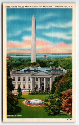 White House & Washington Monument Linen Postcard Washington DC UNP | eBay