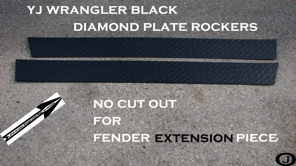 Fits JEEP YJ black Aluminum Diamond Plate Side ROCKER PANEL With No Cut ...