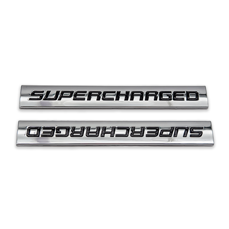2x Chrome&Black Metal Supercharged Emblem Badge Sport Replacement ...