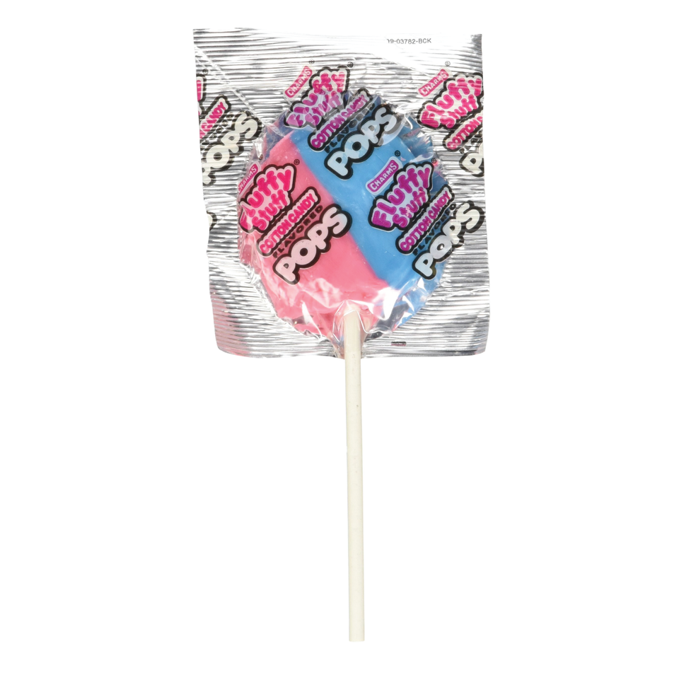 Full Box 48x Pops Charms Fluffy Stuff Cotton Candy Blow Pops Lollipop ...