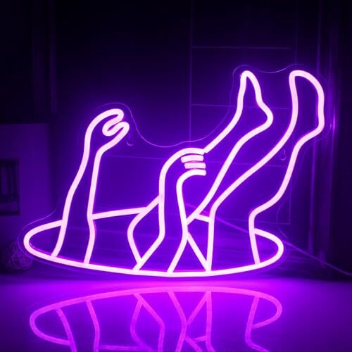 Falling Man Neon Sign Falling into Hole Neon Light Purple B-Falling ...