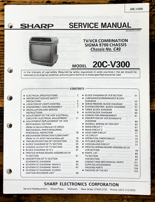 Sharp 20C-V300 TV / Television Service Manual *Original* | eBay