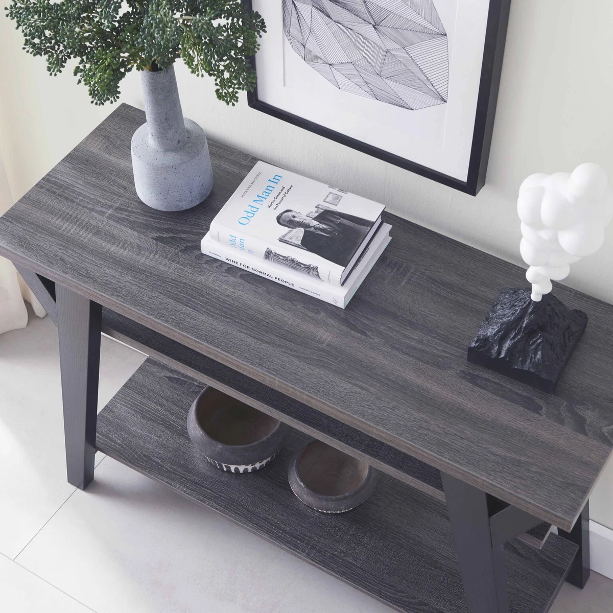 Sofa Table Black Distressed | Baci Living Room
