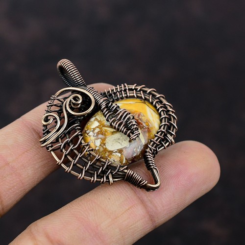 Brecciated Mookaite Wire Wrapped Pendant Handcrafted Copper Ethnic 1.89 ...