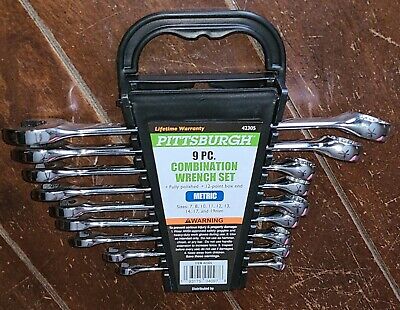 PITTSBURGH 9pc Combination Wrench Set ☆Metric☆ 7/8/10/11/12/13/14/17 ...