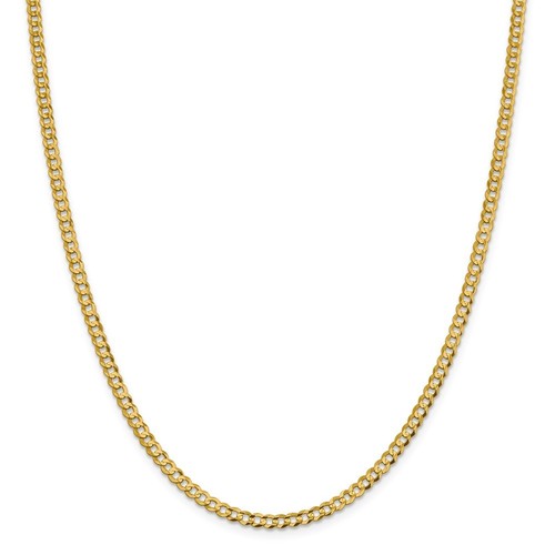 14k Yellow Gold 3.7mm Solid Plain Flat Cuban Chain w/ Lobster Clasp 16 ...