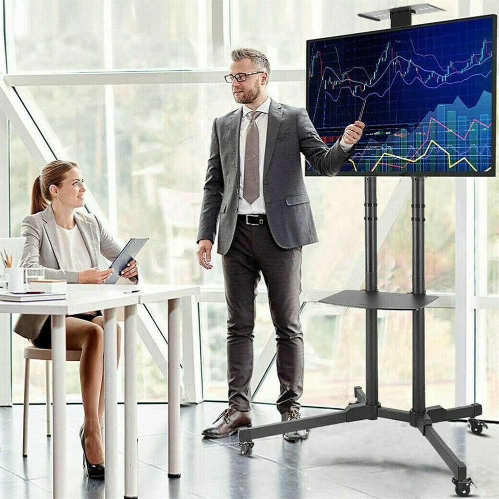 Solid Mobile TV Trolley Rolling TV Floor Stand Mount Up 100" Screens ...