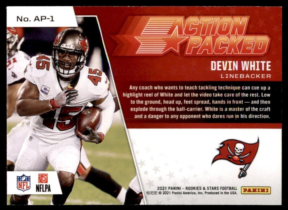 Devin White 2021 Panini Rookies & Stars Action Packed Insert Card #AP-1 ...