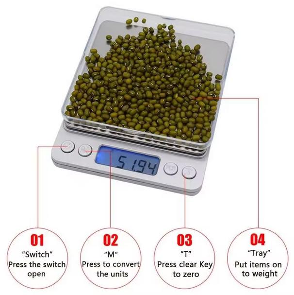 Weight Scale Kitchen Jewelry Gold Grain Food Balance Weight Gram 2000g ...