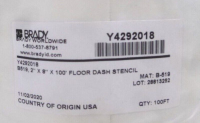 BRADY Floor Stencil: Dashed Line, 2" X 8" X 100', Y4292018 | eBay
