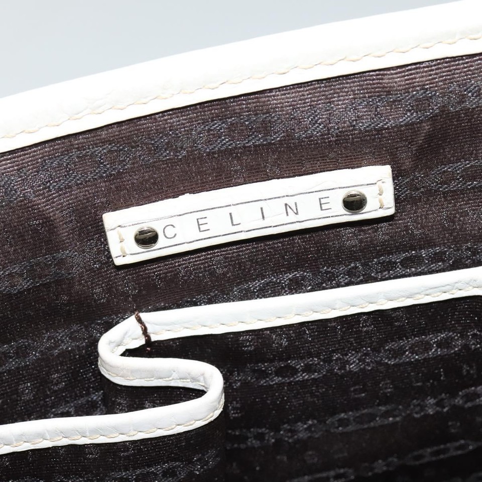 CELINE Hand Bag Straw Leather Beige Silver Auth 122443 | eBay