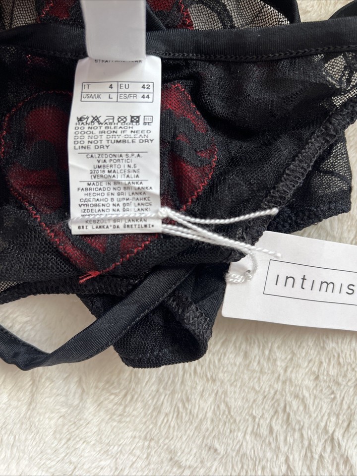 Intimissimi Women's Black Lace Red Heart Panties Underwear Size Large ...