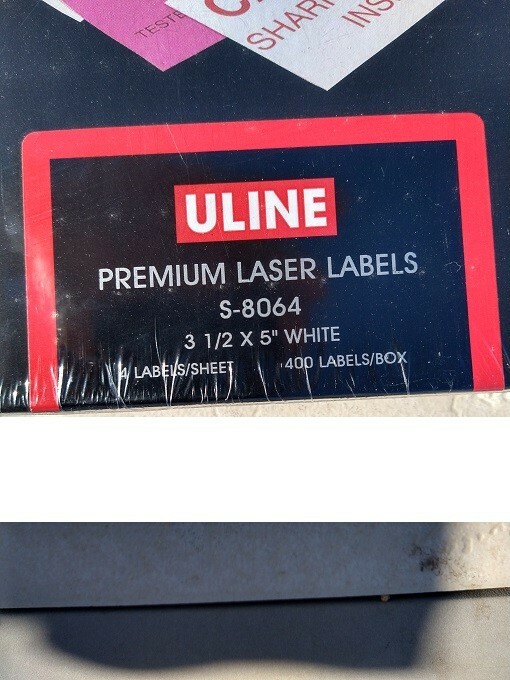 Uline Premium Laser Labels S-5488 White 3.5"x 5” 4 Labels per Sheet ...