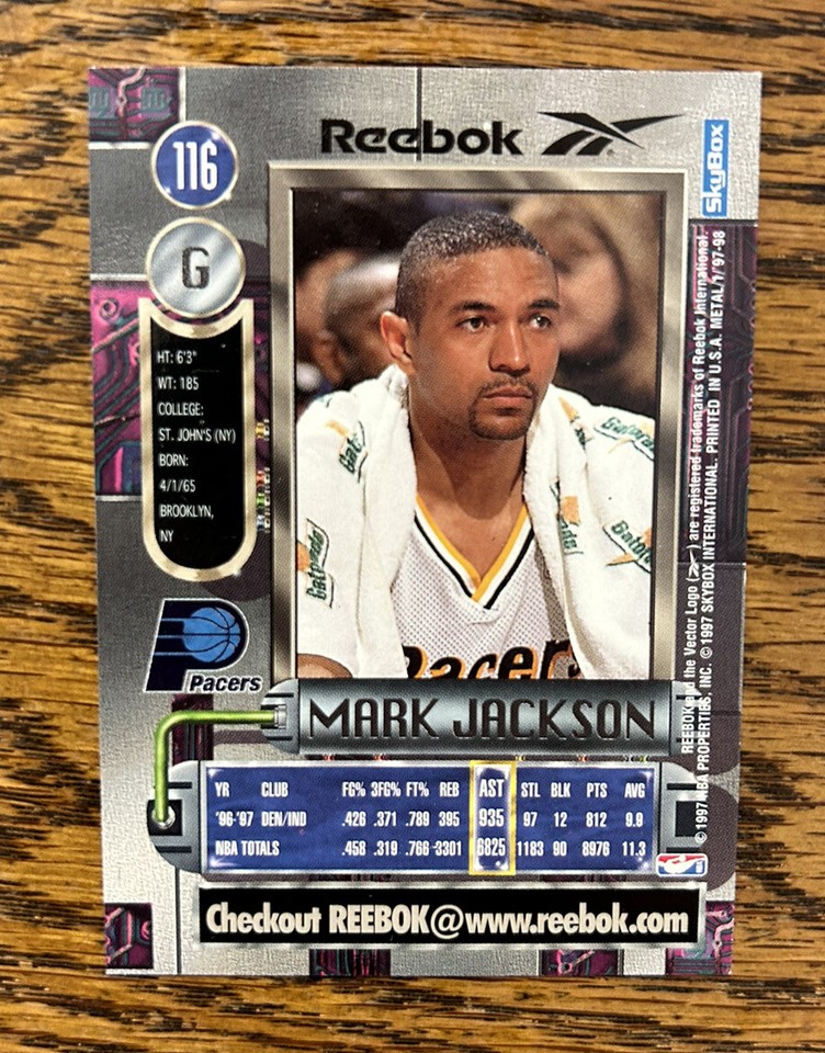 Mark Jackson 1997-98 Fleer Skybox Metal Universe "Reebok Silver ...