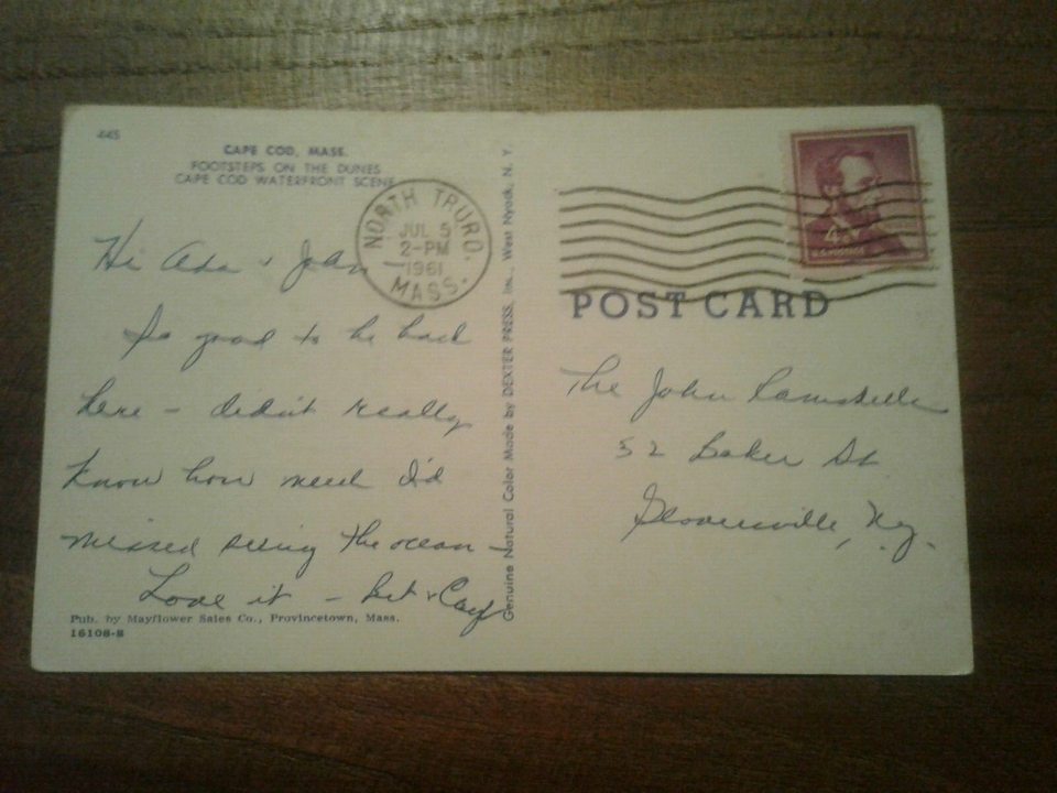 CAPE COD: GREETINGS FROM CAPE COD, MASS - 1961 - VINTAGE CARD | eBay