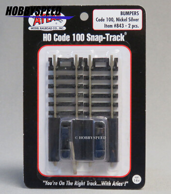 ATLAS 843 HO SCALE CODE 100 TRAIN TRACK BUMPERS (2) NICKEL SILVER ...