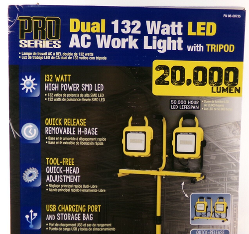 Voltec Pro Series 20,000 Lumen USB Dual Tripod Work Light, LED, 08 ...