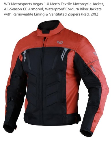 WD Motorsports Vegas 1.0 Men’s Textile Motorcycle Jacket (Red, 2XL) | eBay