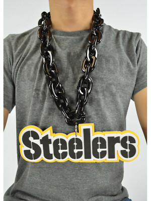 New NFL Pittsburgh Steelers BLACK Fan Chain Necklace Foam Made in USA ...