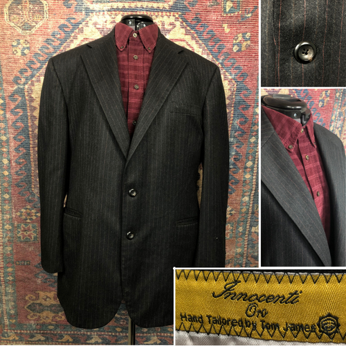 VTG Tom James Blazer Mens 42R Black 100% Wool Innocenti Sport Coat Suit ...