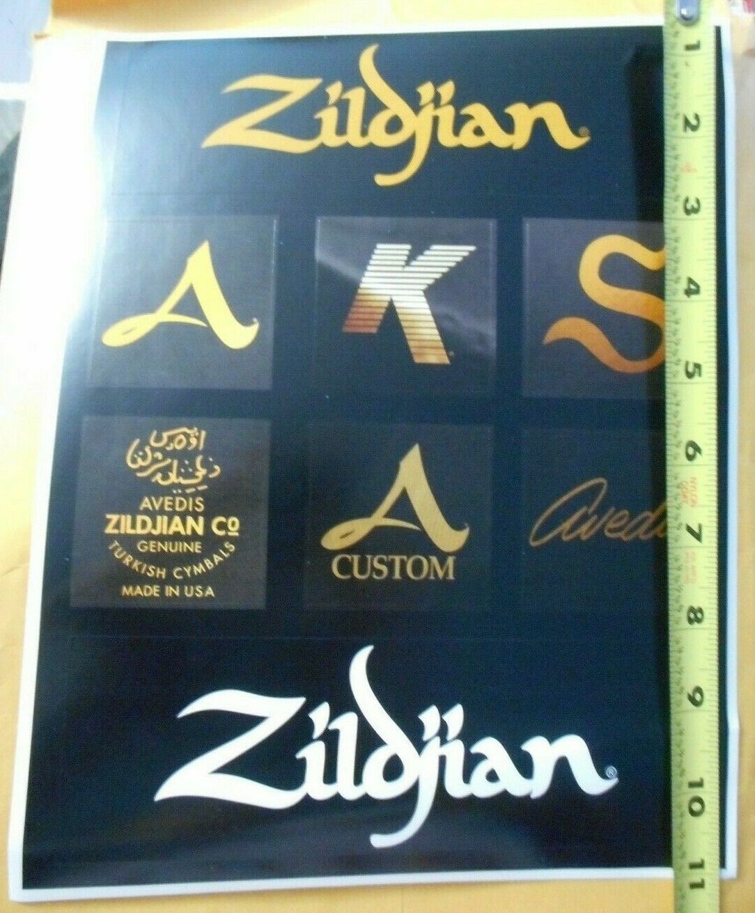 3 New Full Pages Zildjian Drums Decal Stickers 8 Per Page 24 Total ...