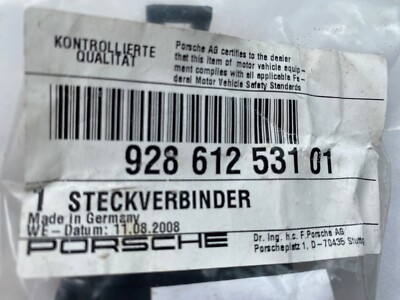 1 x Porsche Genuine Connector, Part No. 92861253101,Sealed in Original ...
