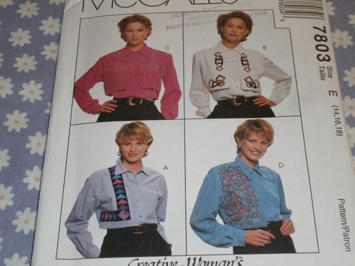 McCALL'S 7803 MISSES EASYFRONT BUTTON BLOUSES /SHIRT PATTERN UNCUT-14 ...