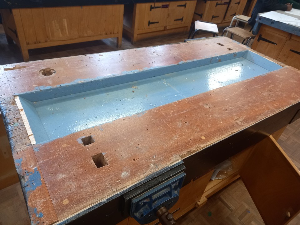 Vintage School Woodwork Bench with Vices – Solid Hardwood – 9 Available ...