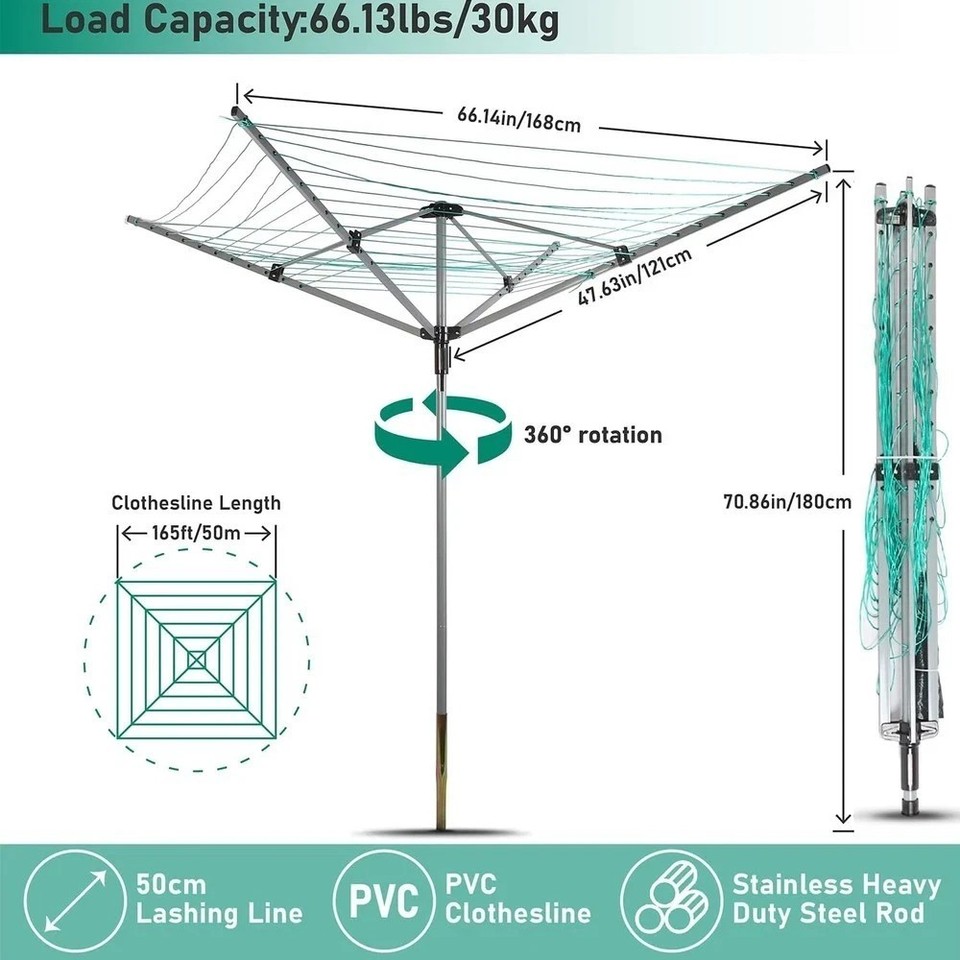 Umbrella Drying Rack Outdoor Umbrella Clothesline Rotary Retractable ...