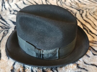 Mallory Torino Quality Fedora HAT BLACK SZ 7 w/DOBBS BOX | eBay