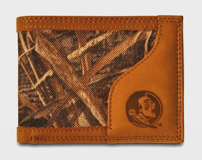 Florida State Seminoles Bi-Fold Realtree Max-5 Camo & Leather Wallet ...