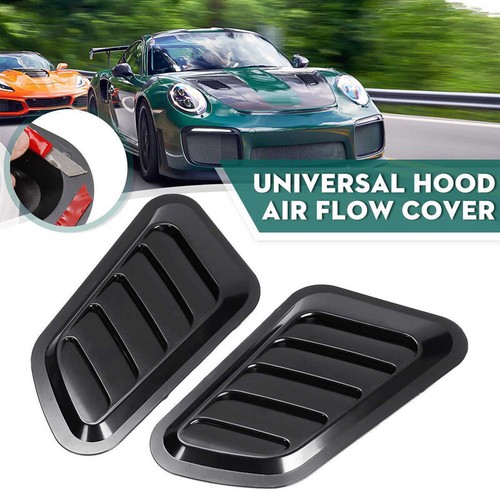 2pc Universal Air Flow Intake Hood Scoop Bonnet Vent Cover Black Car ...