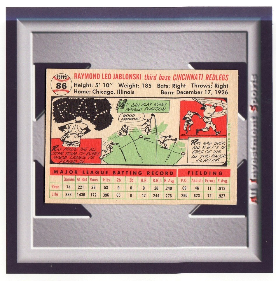 1956 Topps RAY JABLONSKI #86 NM *amazing baseball card for your set ...