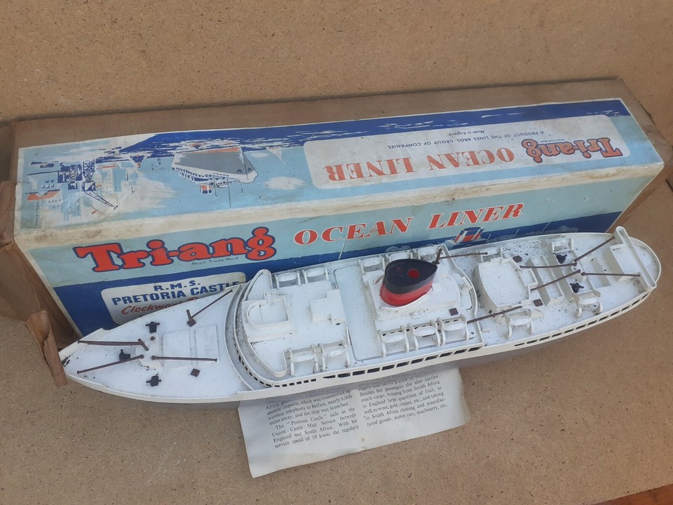 Vintage Old Antique Triang Model Ship Boat Liner Boxed RMS Pretoria ...