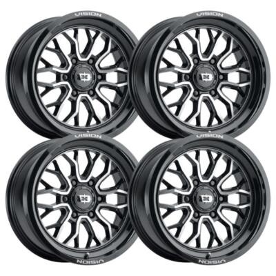 (Set-4) Vision 402 Riot 20x10 5x150 -25mm Black Machined Wheels Rims 20 ...