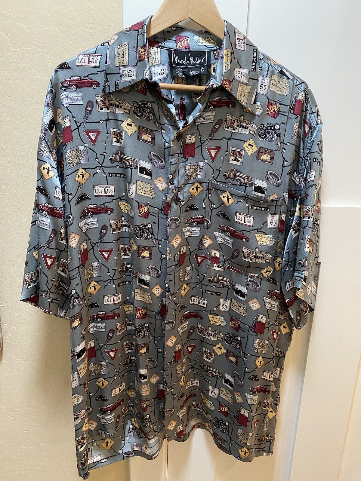 Original Road Signs Auto XL 1990's Nicole Miller 100%… - Gem