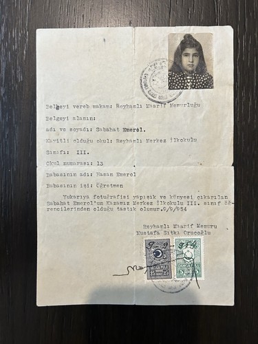 Turkey / 1954 School Registration Proof Document With Revenue Stamps | eBay