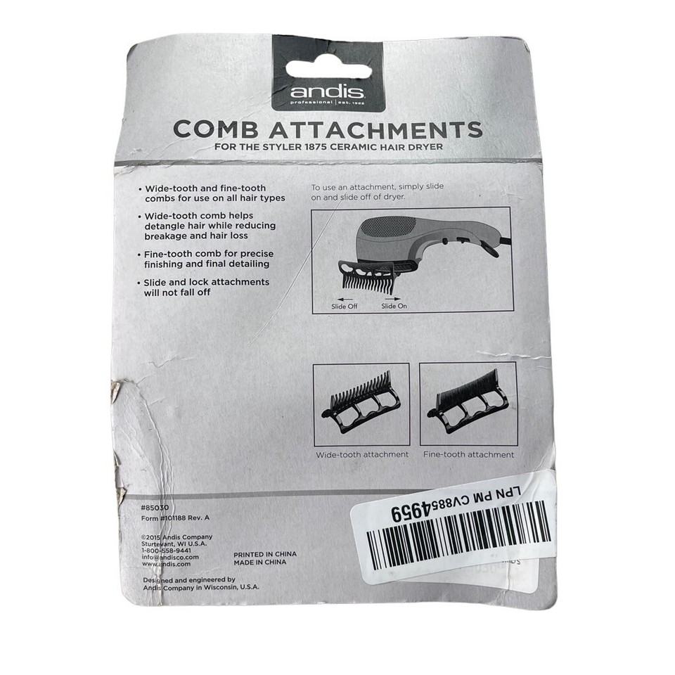 Andis #85030 Comb Attachments For Ceramic Styler 1875 Hair Dryer [#3733 ...