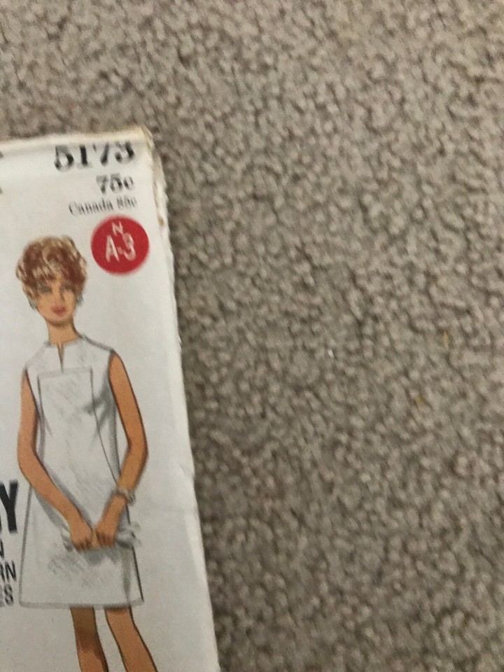 Vintage Butterick 5173 FRONT SLIT NECK A-LINE DRESS Sewing Pattern ...