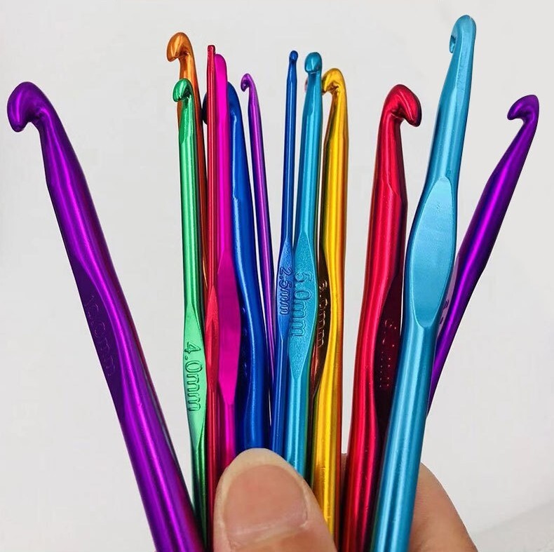 22pcs Colorful Aluminum Crochet Hook Needles Knit Weave Craft Tool 0.6mm-6.5mm | eBay